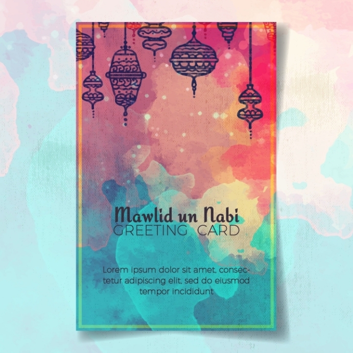 Milad Watercolor greeting card with lanterns Template | PosterMyWall