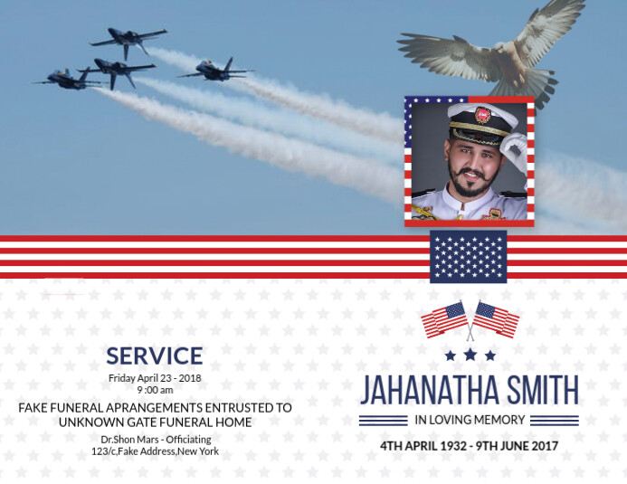 Military Army Funeral Template Cover | PosterMyWall