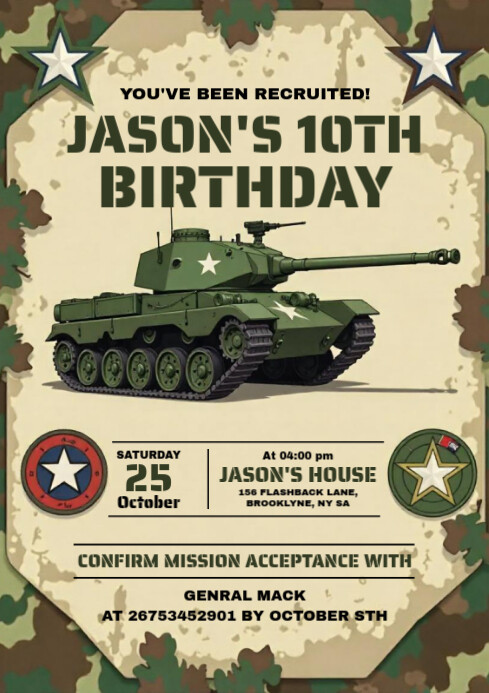 Copy of Military Birthday Invitation | PosterMyWall