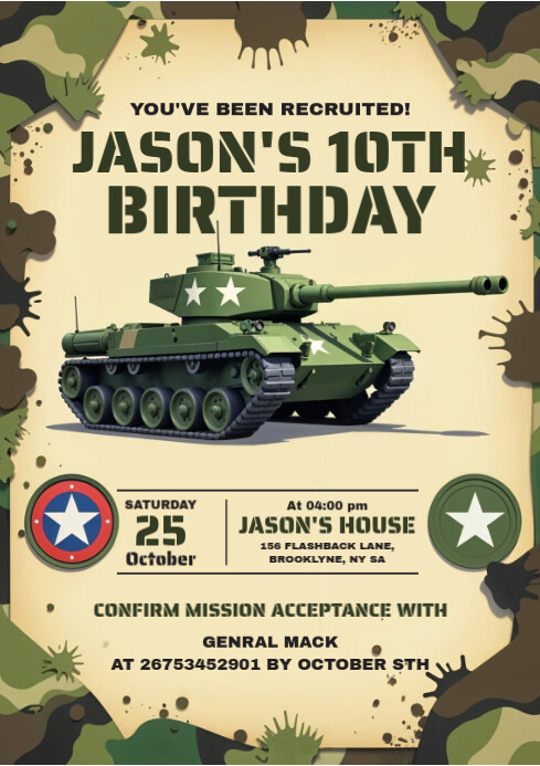 Military Birthday Invitation Template | PosterMyWall