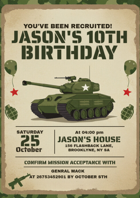 Military Birthday Invitation Template | PosterMyWall