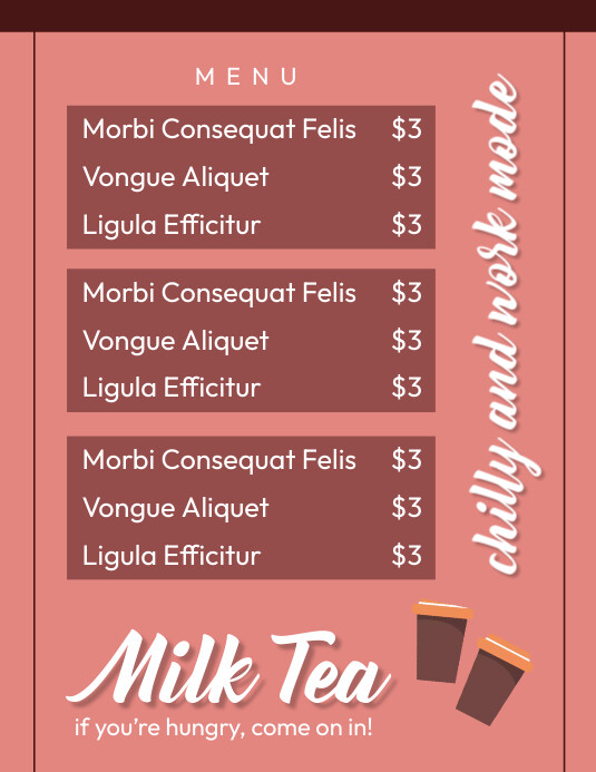 Milk Tea Menu Template | PosterMyWall