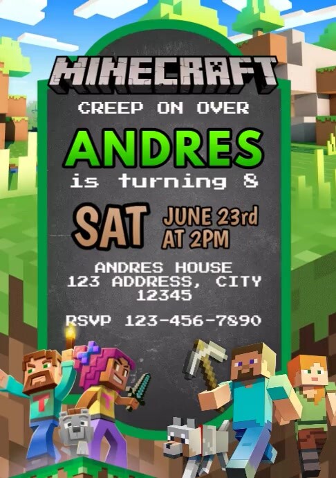 Minecraft 1 Birthday Invitation Template | PosterMyWall
