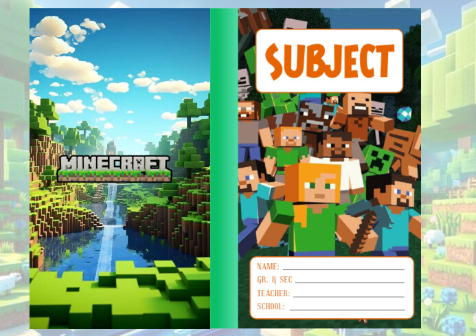 Minecraft Adventure Subject Book for Gamers Template | PosterMyWall
