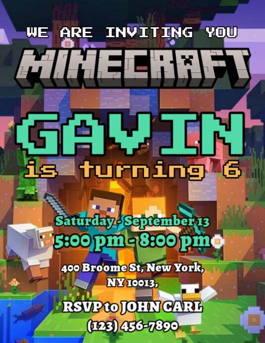 Minecraft Birthday Invitation-Vorlage | PosterMyWall