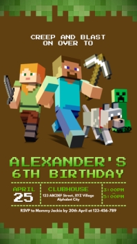 Minecraft Birthday Invitation Template | PosterMyWall