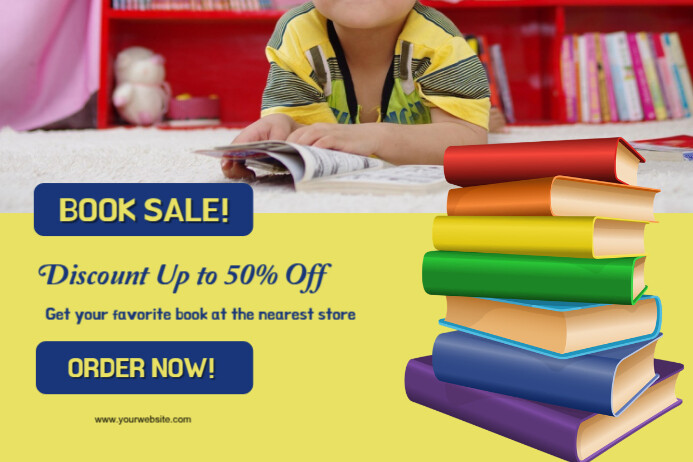 minimal and illustrative book sale poster Template | PosterMyWall