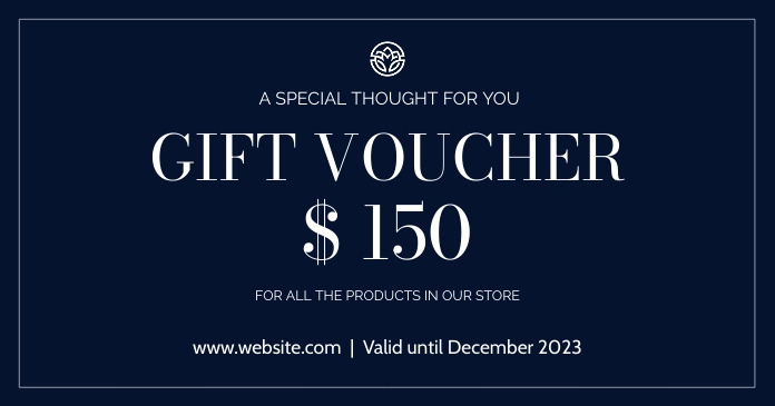 minimal blue and white gift voucher template | PosterMyWall