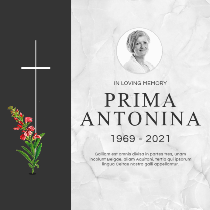 minimal funeral memoriam card Template | PosterMyWall