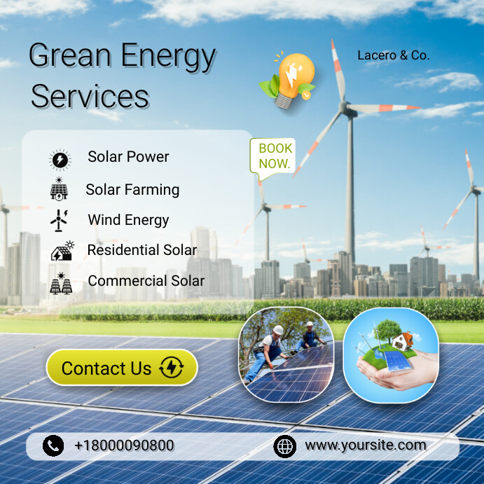 Minimal Green Energy Ad Template | PosterMyWall