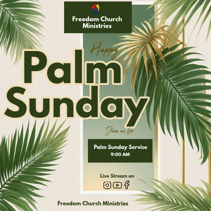 Minimal Happy Palm Sunday Sunday Service Instagram Post Template ...