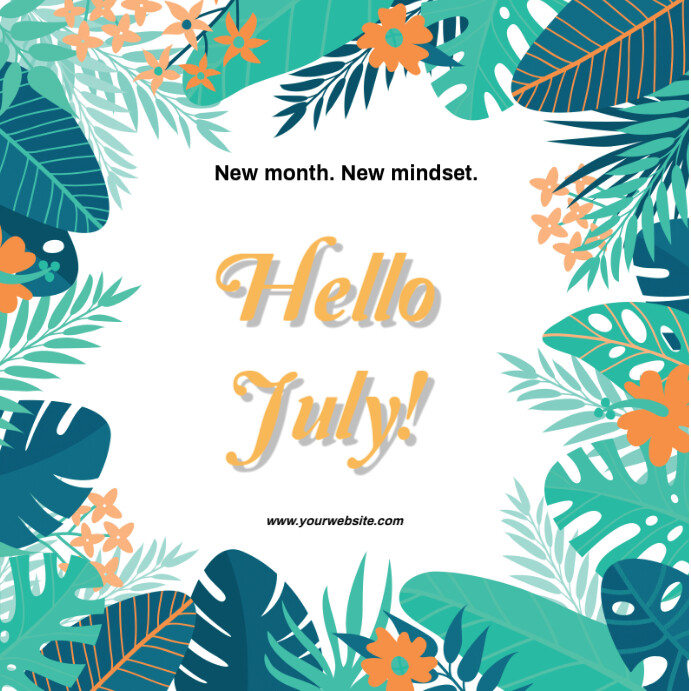 minimal illustrative hello july instagram post Template | PosterMyWall