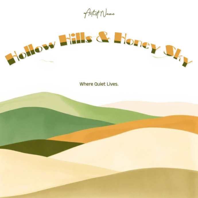 Minimal Indie Folk Album Cover | Soft Pastel Line-Art Landscape ...