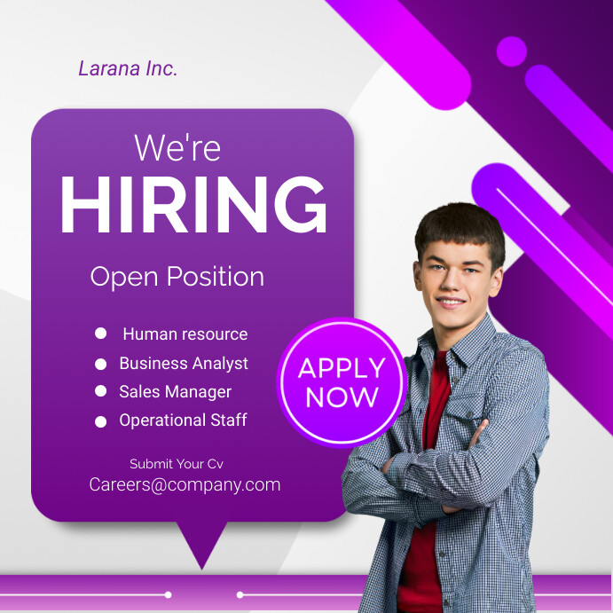 Minimal Job Vacancy Advert Instagram Post Template | PosterMyWall