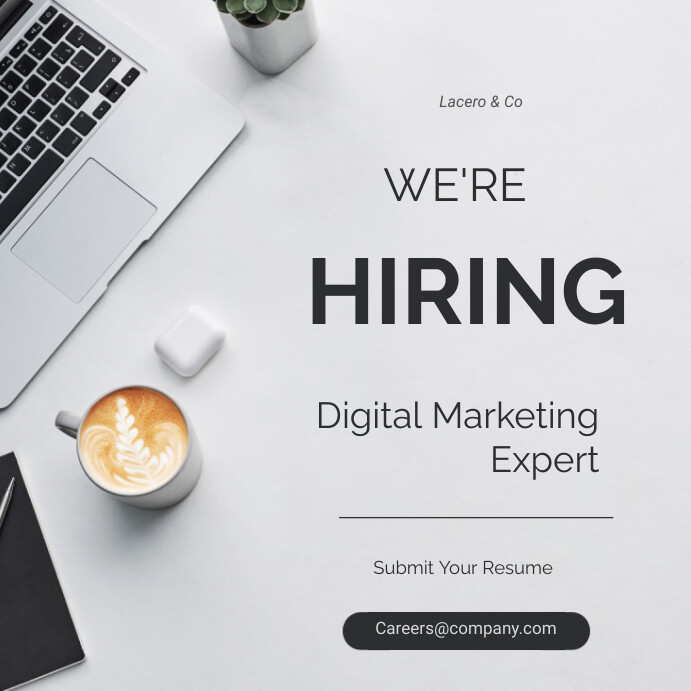 Minimal Job Vacancy Advert Instagram Post Template | PosterMyWall