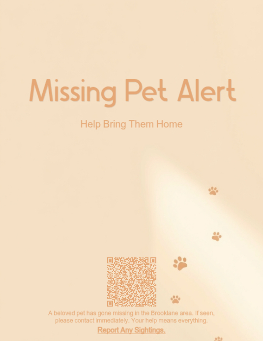 Copy of Minimal Missing Pet Flyer Template | Clean Lost Animal Poster ...