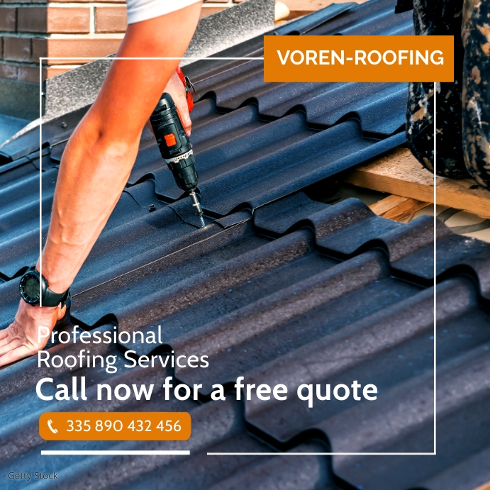 minimal roofing services instagram post banne Template | PosterMyWall