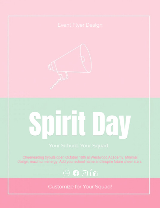 Minimal school spirit cheerleading tryouts poster editable template ...