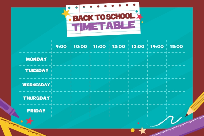 Minimal School Timetable Template | PosterMyWall
