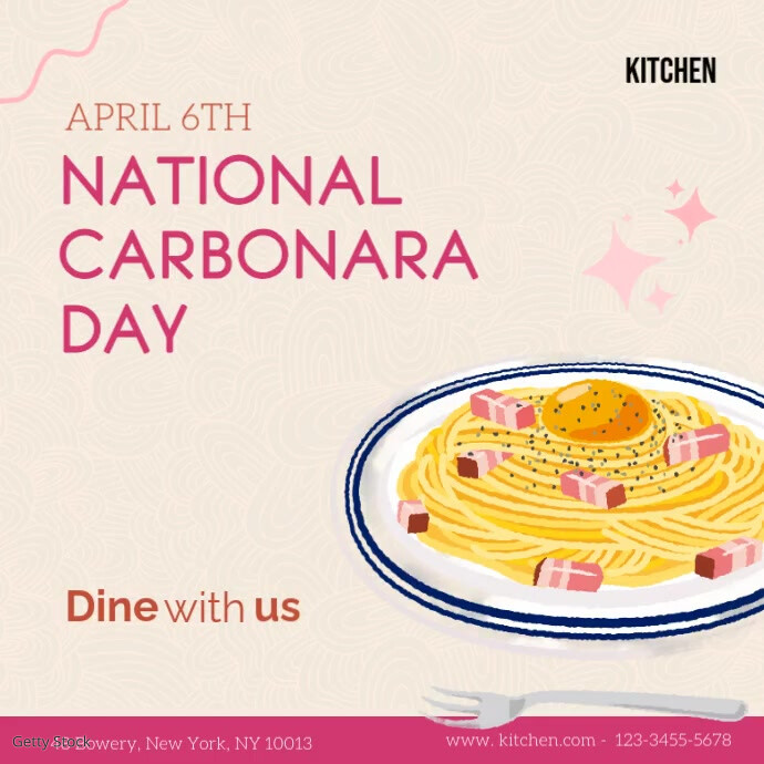 Minimal Square Slideshow Carbonara Day Template | PosterMyWall