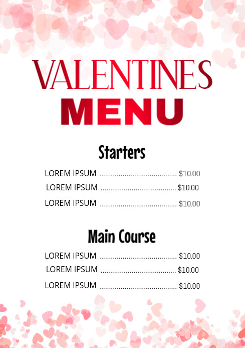 Minimal Valentines Menu Template | PosterMyWall