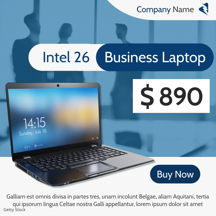 minimal white and blue colors single tech ite Template | PosterMyWall