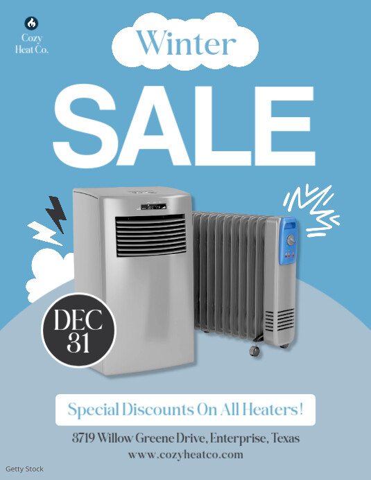 Copy of Minimal Winter Heater Sale Flyer | PosterMyWall
