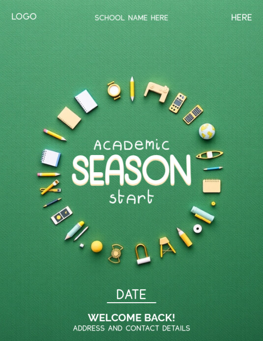 Minimalist Academic Season Start Flyer with Woven Fabric Texture ...