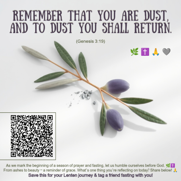 Minimalist Ash Botanical Cross Lent Insta Post Template | PosterMyWall