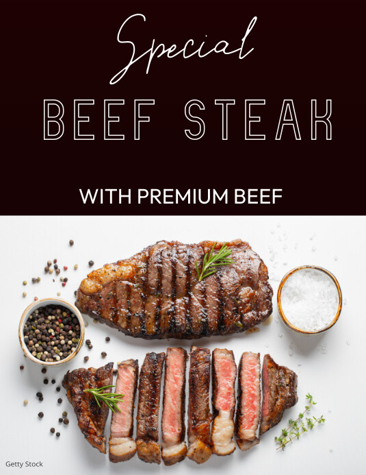 Minimalist Black special beef steak Template | PosterMyWall