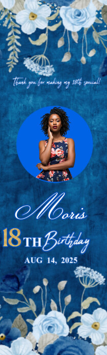 Minimalist Blue Debut Thank You Card Template | PosterMyWall