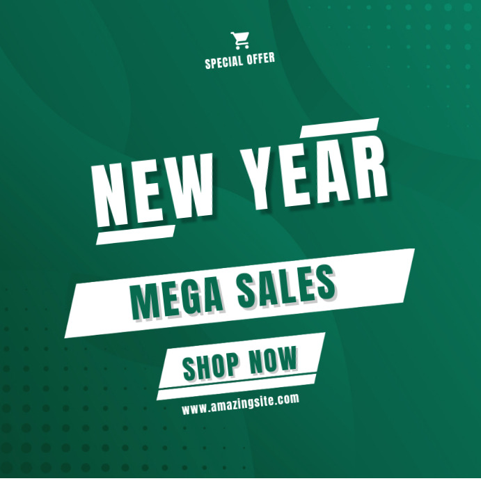 Minimalist Design New Year Mega Sales Template | PosterMyWall
