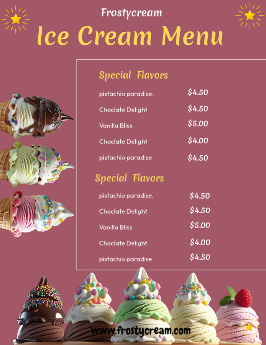 Copy of Minimalist Ice Cream Menu Flyer (us Letter) | PosterMyWall