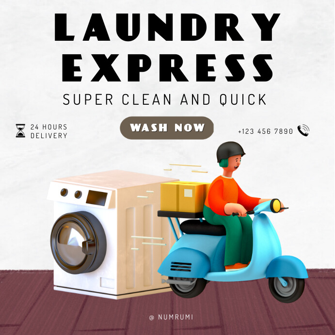 Minimalist Laundry Express Instagram Post Template | PosterMyWall