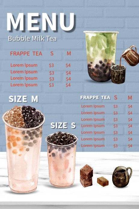 Minimalist Milktea Menu Flyers Templat | PosterMyWall