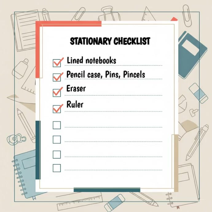 Copy of Minimalist school stationery checklist design featuring a ...