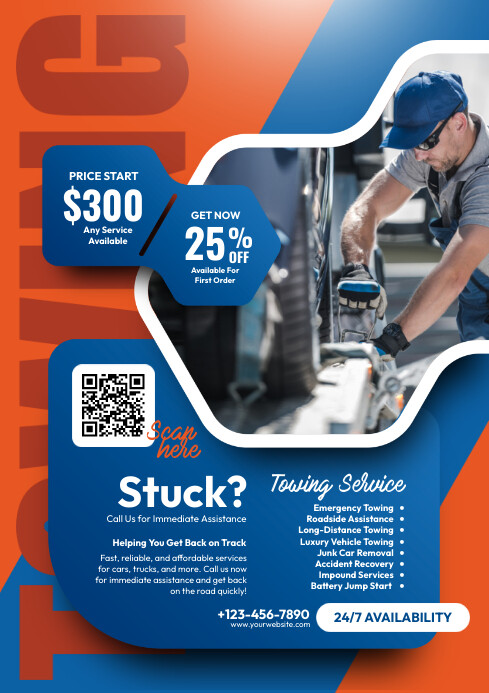 Copy of Minimalist Towing Service | PosterMyWall