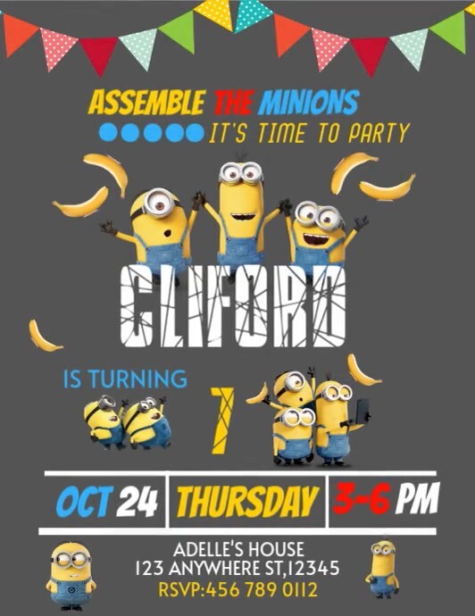 Copia de Minions | Birthday Invitation | PosterMyWall
