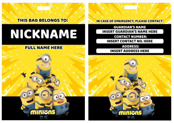Minions Bag Tag Design Template | PosterMyWall