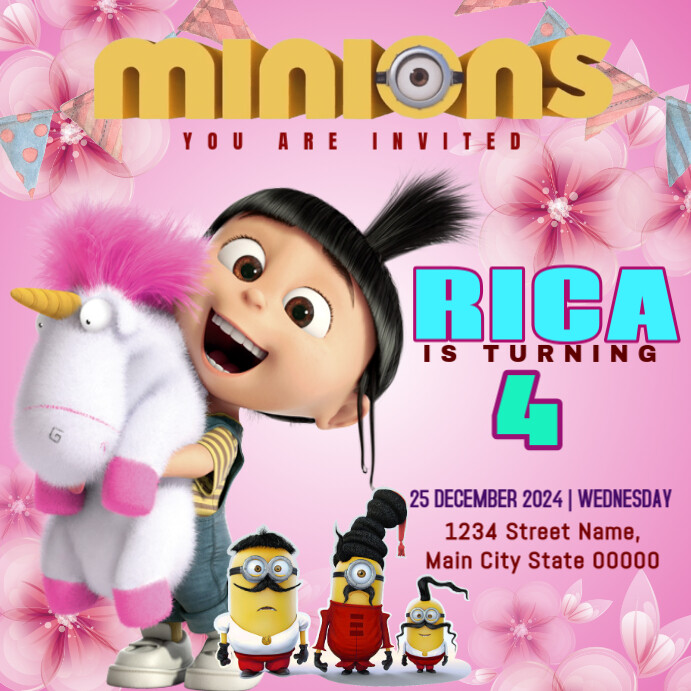 Copy of Minions Birthday Instagram Post | PosterMyWall