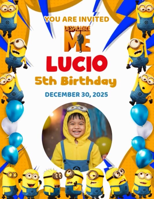 Minions Theme Birthday Invitation Template | PosterMyWall