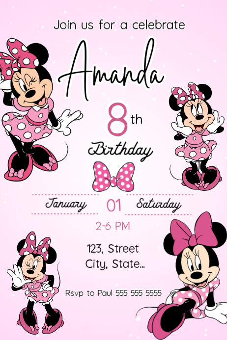 Minnie invitation template birthday | PosterMyWall