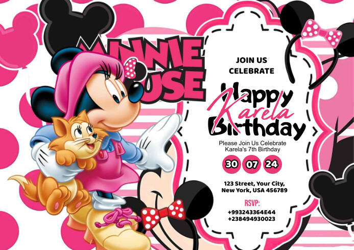 Minnie Mouse Birthday Invitation Banner Template | PosterMyWall