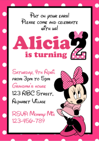 Plantilla de Invitación de Cumpleaños de Minnie Mouse | PosterMyWall