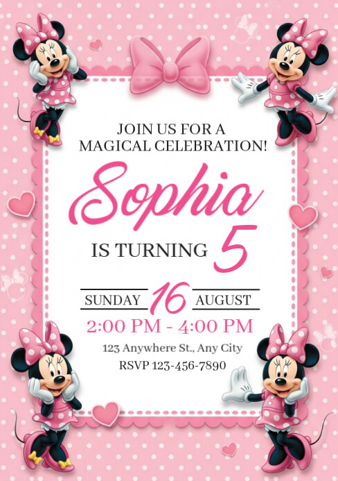 Minnie Mouse Birthday Invitation Template | PosterMyWall