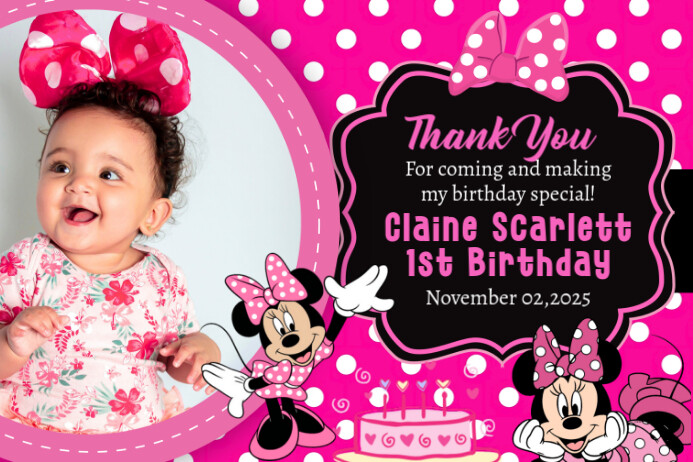Minnie Mouse Birthday Ref Magnet Layout Template | PosterMyWall