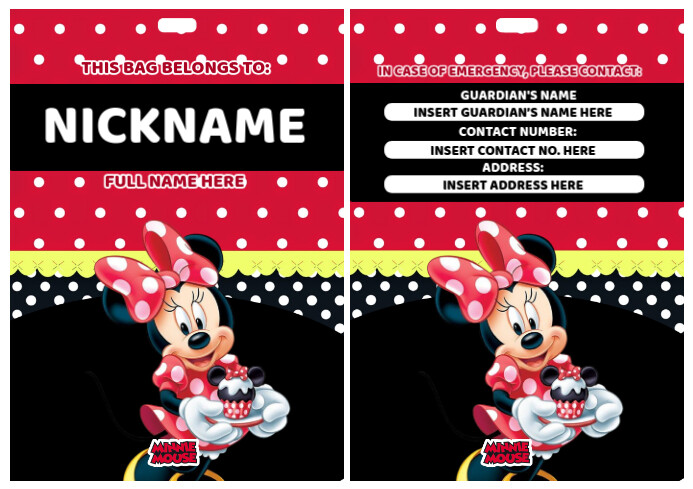 Minnie Mouse Label Template Tag Template Minnie Mouse Name Plate