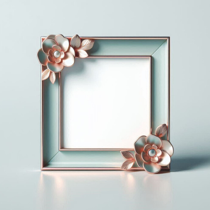 Mint Floral Picture Frame Instagram Post Template | PosterMyWall