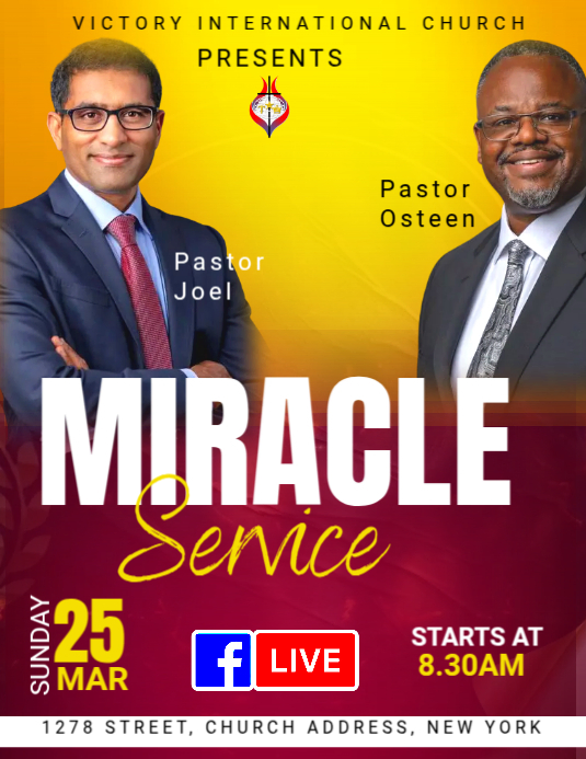 Modèle miracle service church flyer free editable template | PosterMyWall