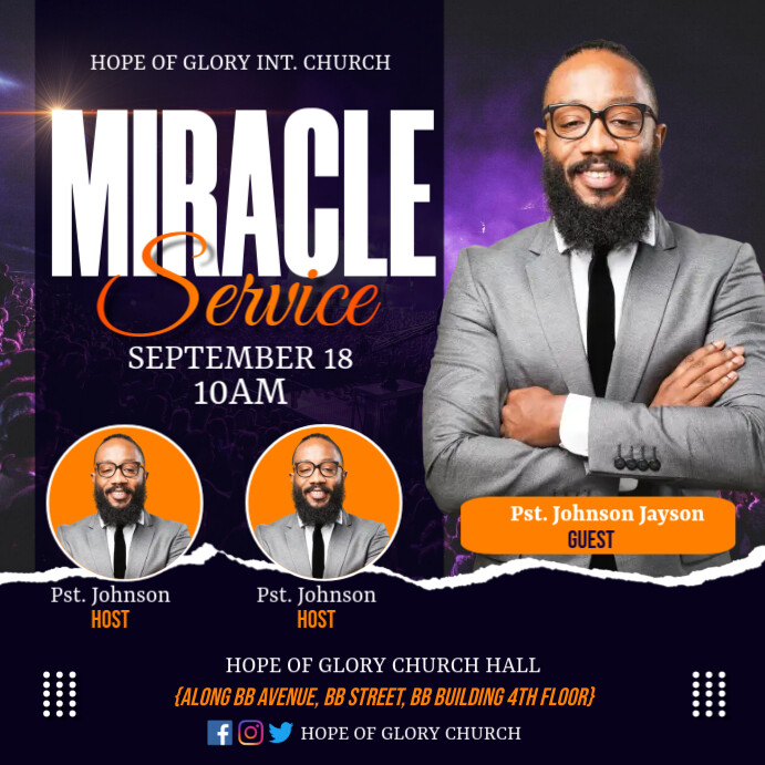 Plantilla de Servicio Milagroso | PosterMyWall